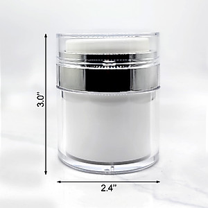 Medsuo Portable 50ml Vacuum Press Pump Bottle Airless Travel Pump Dispenser Leak Proof Refillable Empty Squeeze Cosmetic Jars Acrylic Cream Container (White)