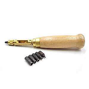 INNETOC Adjustable Japanese Screw Hole Punch, Leather Hole Punch Tool, Paper Hole Punch, Craft Puncher, 6 Tip Sizes Fabric Punch Set