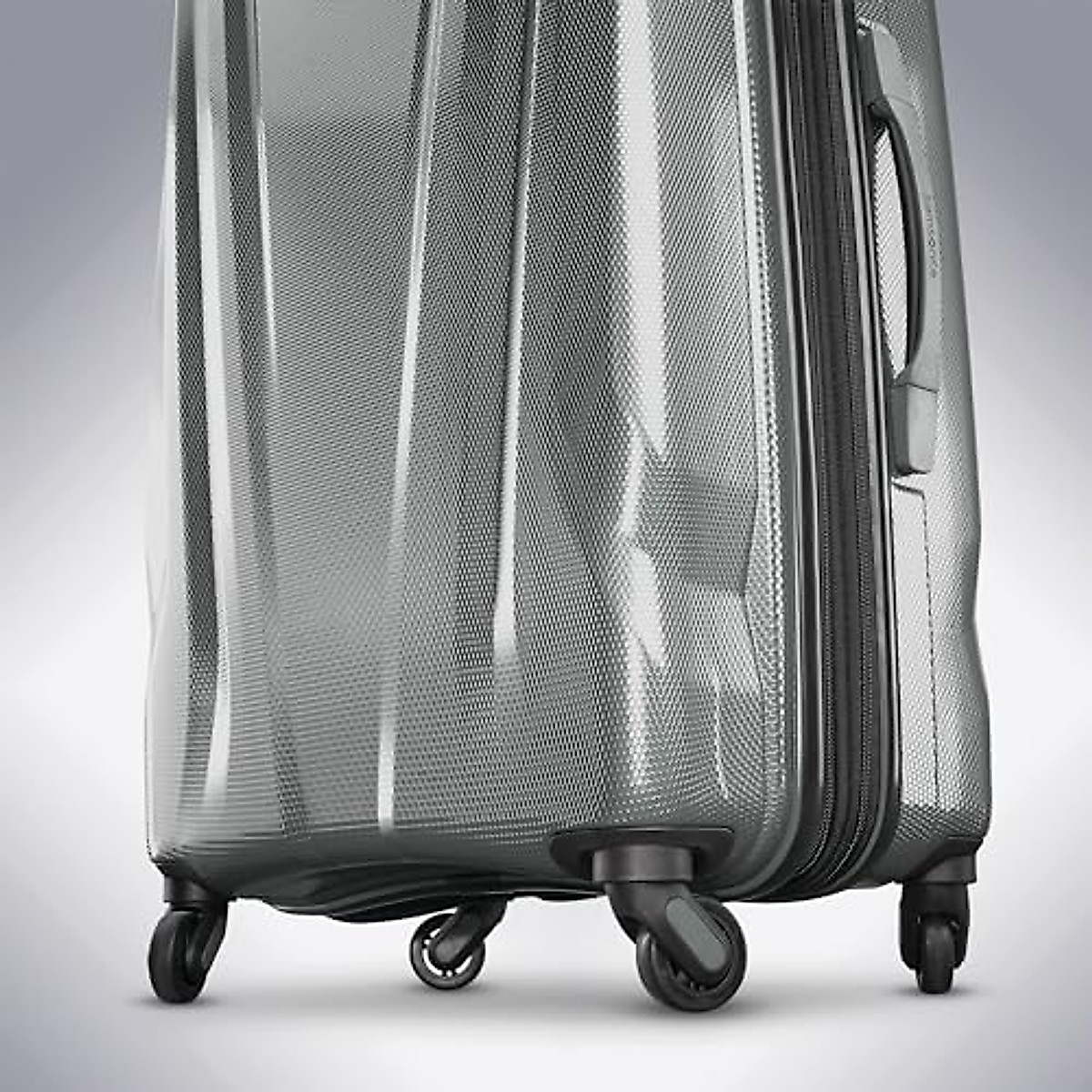 Samsonite SWERV DLX Spinner 4 Wheel 21 Inch Hard Side Travel Suitcase with Side Carry Handle, Telescopic Handle, and TSA Lock, Silver