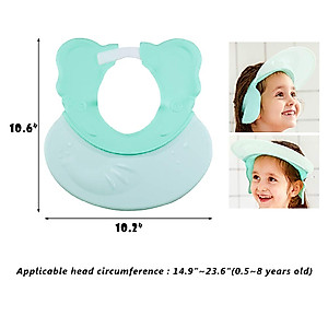 Topwon Baby Shampoo Shower Cap/Bath Hat,AdjustableSilicone Visor Hat for Toddler,Ears Protection (Green)