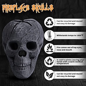Fireproof Fire Pit Skulls Log, Imitated Human Skull Fire Logs for Indoor or Outdoor Fireplace, Bonfire, Campfire, Waterfire, Firepit Halloween Decor, Ceramic Fibers, 9 Inch - Gray