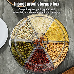Janoiuc Dry Food Rice Storage Box, Food Grain Storage Container Large Capacity, Rotating Multi-Grid Durable Plastic Sealed Rice Storage Container with Lid 6kg Capacity for Household Kitchen Home (S)