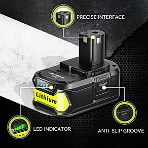 Masione 2Pack 7.0Ah P108 Lithium Replacement for Ryobi 18v Battery Compatible with Ryobi P102 P103 P104 P105 P107 P108 P109 Cordless Power Tools