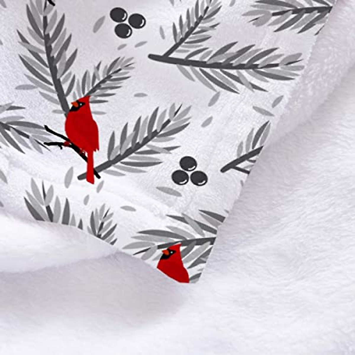 Daiitokuo Cardinal Birds Leaf Merry Christmas Luxury Fleece Microfiber Lightweight Plush Ultra-Soft Throw Blanket Fuzzy Blankets for Bed Couch Sofa 50"x40" for Kid