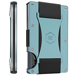 The Ridge Wallet For Women, Slim Wallet For Women - Thin as a Rail, Minimalist Aesthetics, Holds up to 12 Cards, RFID Safe, Blocks Chip Readers, Aluminum Wallet With Cash Strap (Sea Glass)