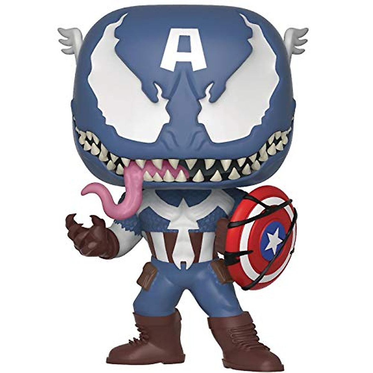 POP Marvel: Venom - Venomized Captain America Funko Pop Vinyl Figure (Bundled with Compatible Pop Box Protector Case), Multicolored, 3.75 inches