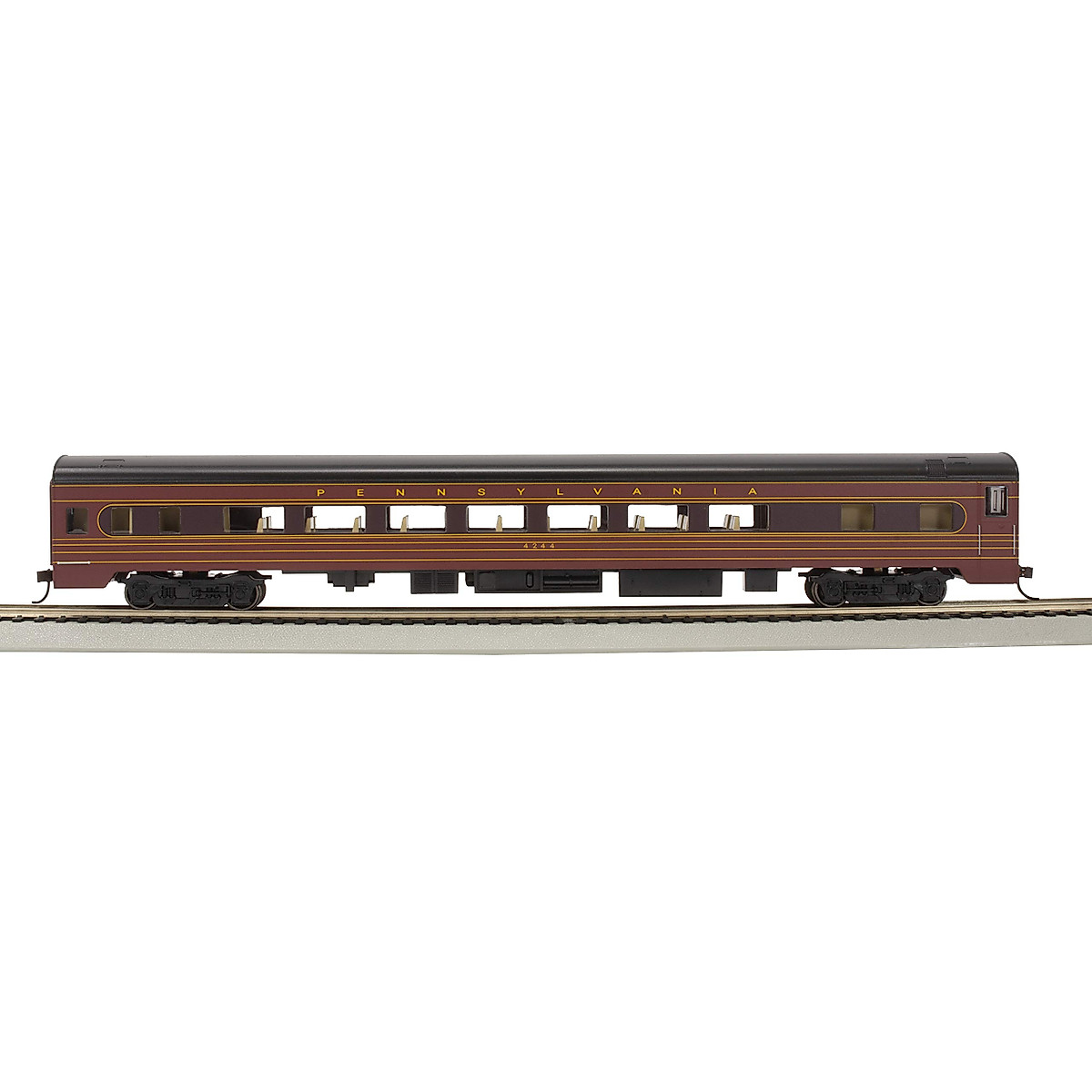 Bachmann Trains - 85' Smooth-Side Coach Car with Lighted Interior - PRR #4244 - Fleet of Modernism - HO Scale (14211),Silver