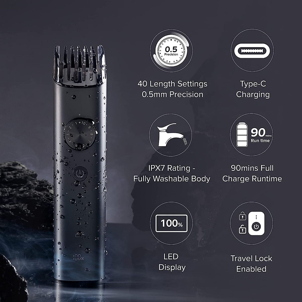 Xiaomi Grooming Kit Pro, Beard Trimmer for Men, IPX7 Waterproof Electric Razor Shavers, Hair Trimmer for Nose Ear Mustache Face Body, 40 Length Settings, Cordless Clippers, Gifts for Men