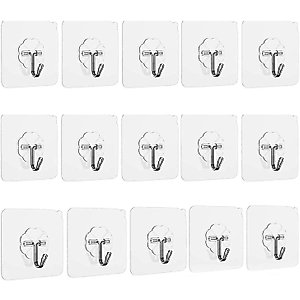 Wall Hooks Towel Hooks Siding Hooks 15 PCS Heavy Duty 22lb(Max) 3m Hooks Ceiling Hooks Picture Hanging Hooks Wall Hangers Without Nails Hooks for Hanging Cup Hooks