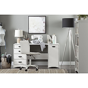 South Shore Artwork Sewing Craft Table with Storage Drawers and Scratchproof Surface, Pure White
