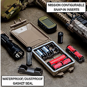 Thyrm CellVault-5M Modular Battery Storage for CR123, 18650, 18350, CR2032 Batteries with movable inserts (Olive Drab), Made in USA