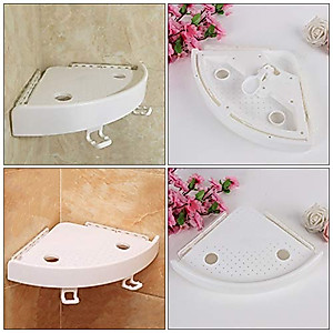 Cabilock Wall Mounted Shelves Corner Shower Caddy Bathroom Shelf Adhesive Plastic Bathroom Storage Organizer Kitchen Racks Shower Shelf Toilet Shampoo Dorm Corner Shelf