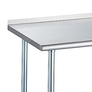 Stainless Steel Table for Prep & Work with Caster & Backsplash 30x60 Inches, NSF Metal Commercial Kitchen Heavy Duty Table with Adjustable Under Shelf and Table Foot for Restaurant, Home and Hotel