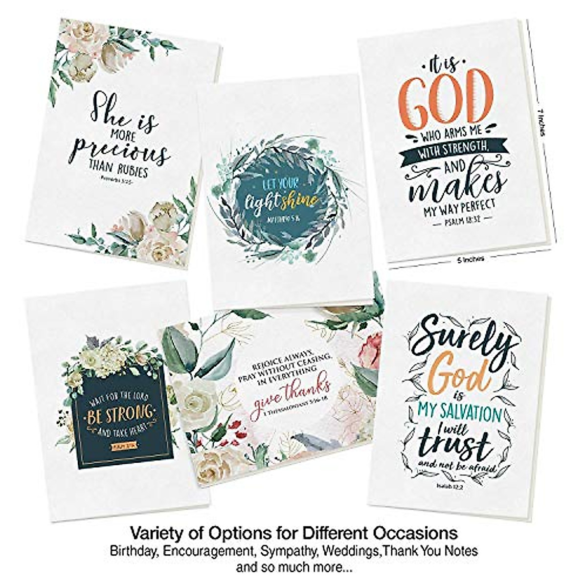 Dessie Bible Verse Cards With 60 Different Designs and Inspirational Bible Verses. Large Blank Note Cards, Envelopes and Gold Seals, 60 Unique Scripture Cards
