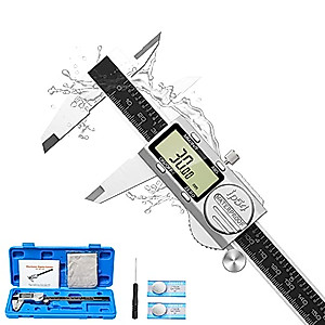 Raynesys Digital Caliper with Absolute Value Function 0-6" Inch/MM/Fraction Conversion, Stainless Steel Electronic Diameter Measuring Tool with Large LCD Screen, IP54 Waterproof Protection, Auto-Off