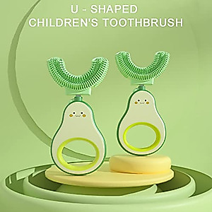 Pampoo Kids U Shaped Toothbrush Avocado Shape Silicone Manual Toothbrush for 2-7years Oral Cleaning U-Shaped Toothbrush