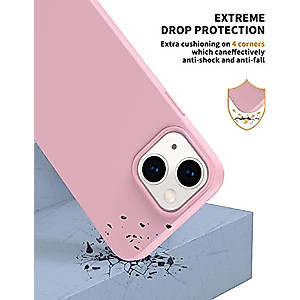 Amytor Designed for iPhone 14 Case, Silicone Ultra Slim Shockproof Phone Case with Soft Anti-Scratch Microfiber Lining, [Enhanced Camera Protection] 6.1 inch (Pink)