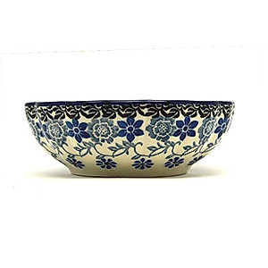 Polish Pottery Bowl - Shallow Scalloped - Small - Silver Lace