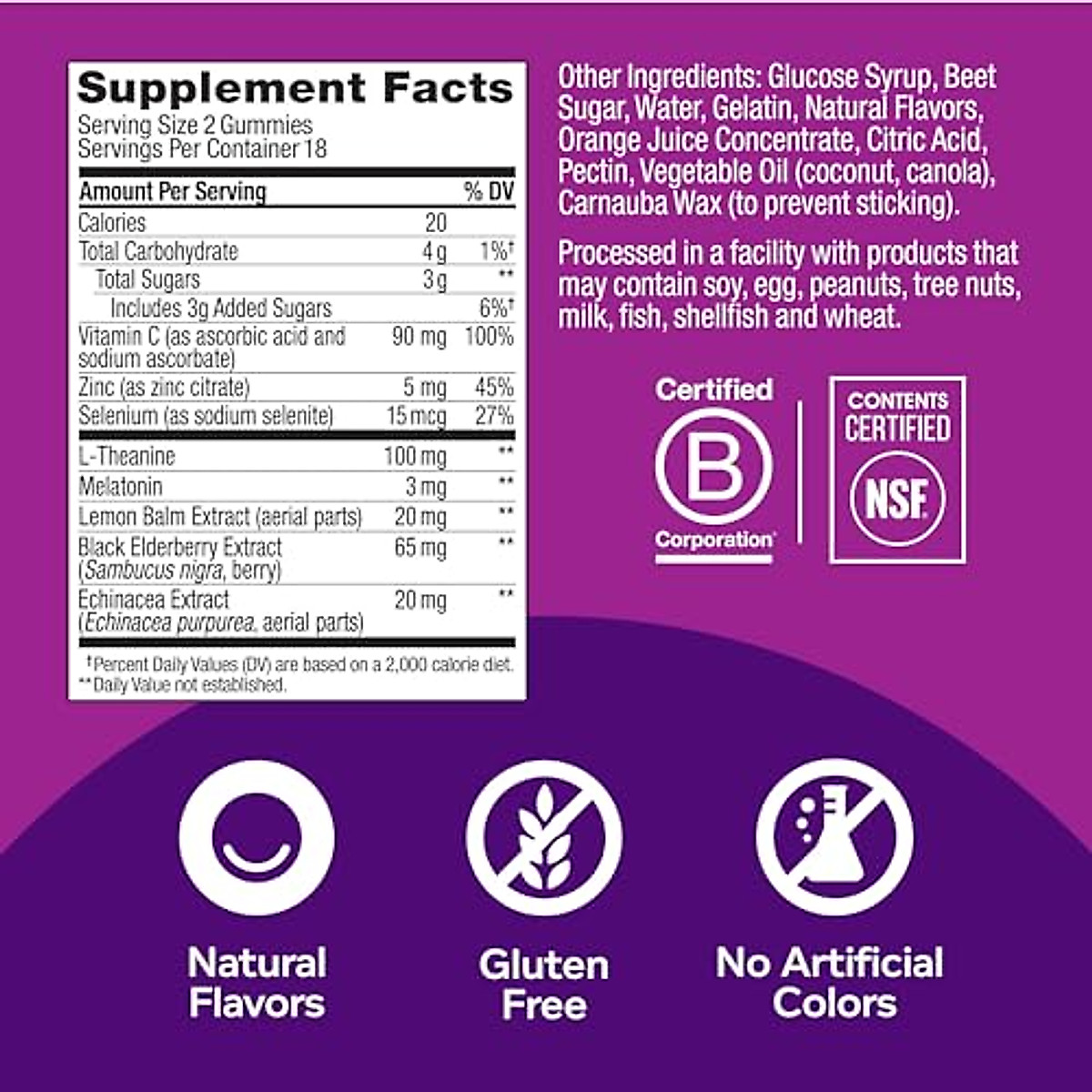 OLLY Sleep Immunity Melatonin Gummy, Vitamin C, Zinc, Echinacea, 3mg Melatonin, Immune and Sleep Support, Berry - 36