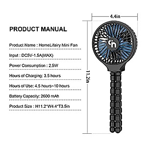 HomeLifairy Stroller Fan Clip On for Baby Battery Operated Fan Portable Fan Rechargeable Mini Handheld Car Seat Fan Small USB Desk Personal Fan for Stroller Accessories Crib Car Rides (Black)