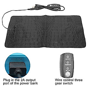 Pssopp USB Reptile Anti‑Scratch Heating Pad Reptile Heat Pad Temperature Adjustable Under Tank Warmer Heating Mat for Small Animals(L)