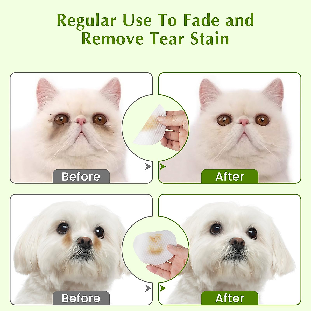 Tinioey Dog Eye Wipes for Dogs & Cats - 150pcs | Larger & Thicker Gentle Tear Stain Remover Wipes for Discharge, Mucus Secretions and Crust | Presoaked & Textured Dog Wipes for Eyes, Face and Wrinkle