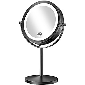 Gospire Lighted Makeup Mirror, 1X/10X Magnifying LED Vanity Mirror, 7" Standing Cosmetic Mirror Battery Operated Cordless Portable Shaving Mirror for Bathroom Bedroom