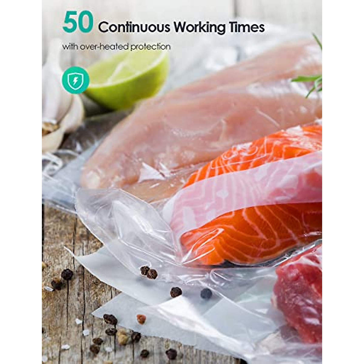 Vacuum Sealer Machine, Full Automatic Sealer Machine 8 in 1 LED Touch Screen Dual-Pump Motor, 6 Food Modes with Cutter and 15 Sealer Bags Detachable,Lad Tested