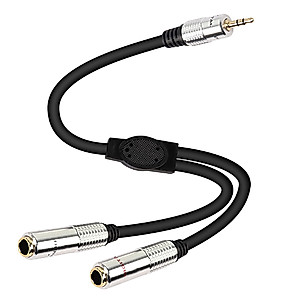 XMSJSIY 3.5mm to Dual 6.35mm Y Splitter Cable, 3.5mm 1/8" TRS Male to Dual 6.35mm 1/4" TS Female Stereo Audio Cord Adapter for Headphone, Speaker,Home Stereo Systems-50cm/19.68inch