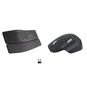 Logitech MX Master 3S Wireless Mouse and Ergo K860 Split Ergonomic Keyboard - Quieter Clicks, Faster Scrolling, Adjustable Palm Lift