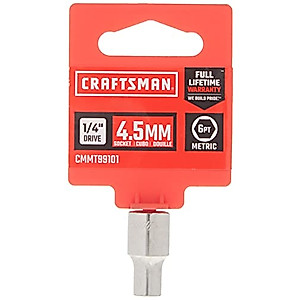 CRAFTSMAN Shallow Socket, Metric, 1/4-Inch Drive, 4.5mm, 6-Point (CMMT99101)