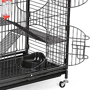 Yaheetech 37-inch Metal Ferret Chinchilla Cage Indoor Outdoor Small Animals Hutch w/ 2 Front Doors/Feeder/Wheels for Squirrel,Black