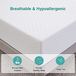 Opoiar Twin Mattress,6 Inch Green Tea Memory Foam Mattress in a Box with Breathable Cover,Medium Firm Mattress for Bunk Bed,Trundle Bed,CertiPUR-US Certified/Made in USA,Twin