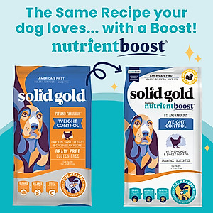 Solid Gold Fit and Fabulous Chicken - Nutrientboost Dry Dog Food for Weight Control - Digestive Probiotics for Dogs Grain & Gluten Free High Fiber & Low Fat - Omega, Superfoods & Antioxidants - 22 LB