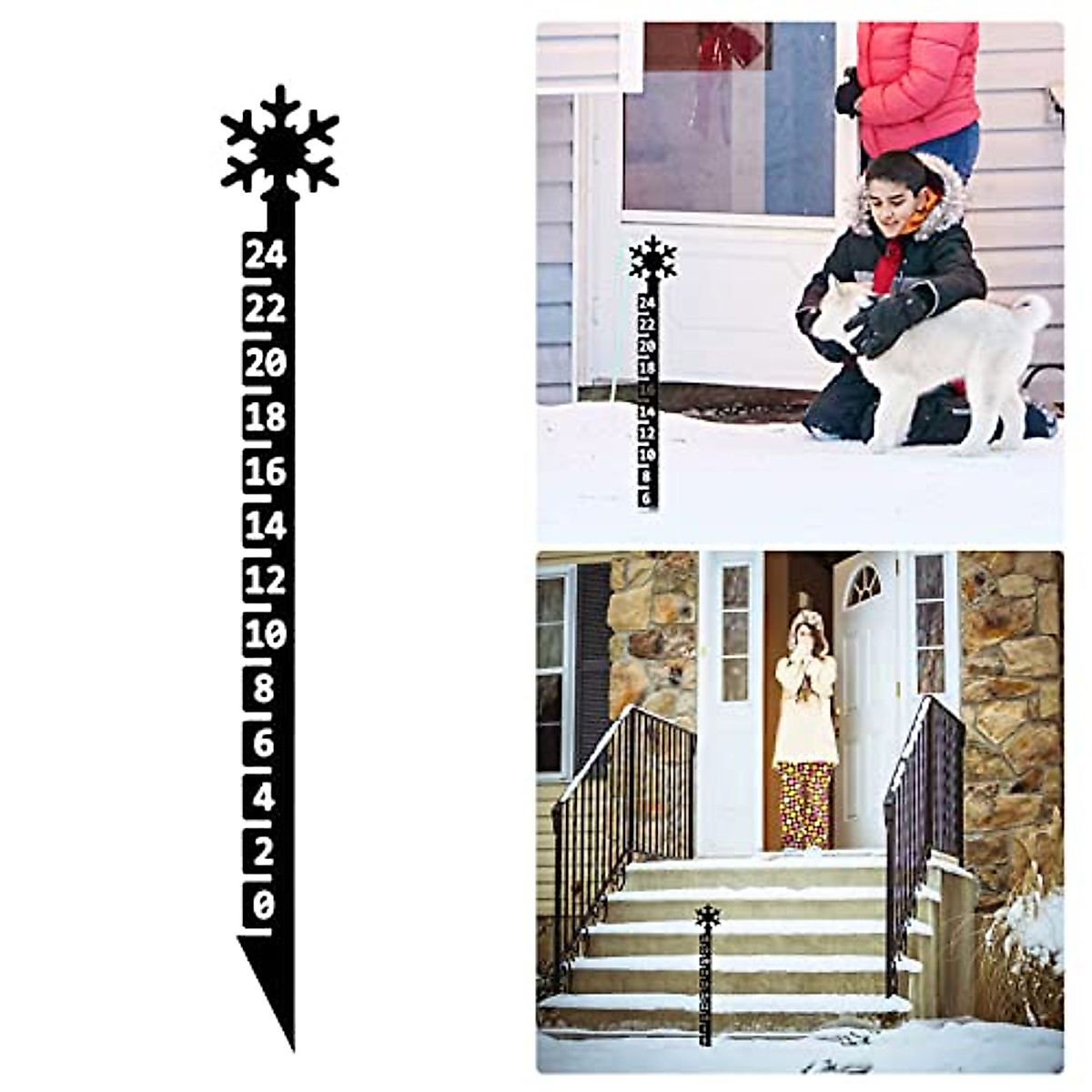 Table Saw Guide Track Insert Gift 24cm Snowflake Snow Measuring Instrument Snowmobile Snow Measuring Instrument Metal Snow Measuring Ruler Outdoor Garden Ornament Finger Power Level (Black, One Size)