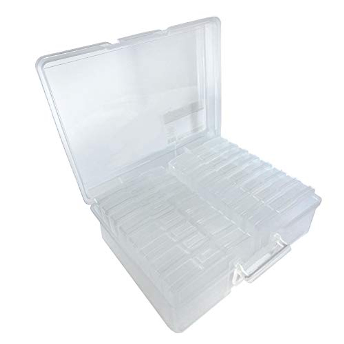 Photo and Craft Keeper – Organize Photos, Jewelry, Electronic Cords, Scrap Paper – 16 Cases Inside 1 Convenient Carrying case – Holds up to 1600 Photos (Clear)