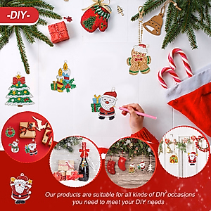 Nardoll Christmas Crafts for Kids - 12 Pieces Christmas Diamond Art Keychains - Make Your Own Diamond Art Christmas Ornaments Decor - 5D DIY Xmas Diamond GEM Arts and Crafts for Girls Ages 4-8 8-12