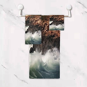 Flradish Lighthouse Towels 3 Pack Bath Towels for Bathroom Set Soft Cotton Highly Absorbent Lightweight & Quickdry Towel Set 1 Bath Towel,1 Hand Towel,1 Washclothe