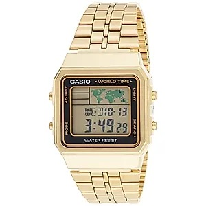 CASIO Men's Digital World TIME A500WGA-1DF Stainless Steel Watch