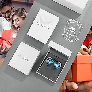 Leafael Infinity Love Heart Stud Earrings for Women, Silver Tone Fashion Statement Jewelry, Birthday Gifts for Mom Wife Girlfriend, December Birthstone Crystal, Turquoise Aquamarine Blue