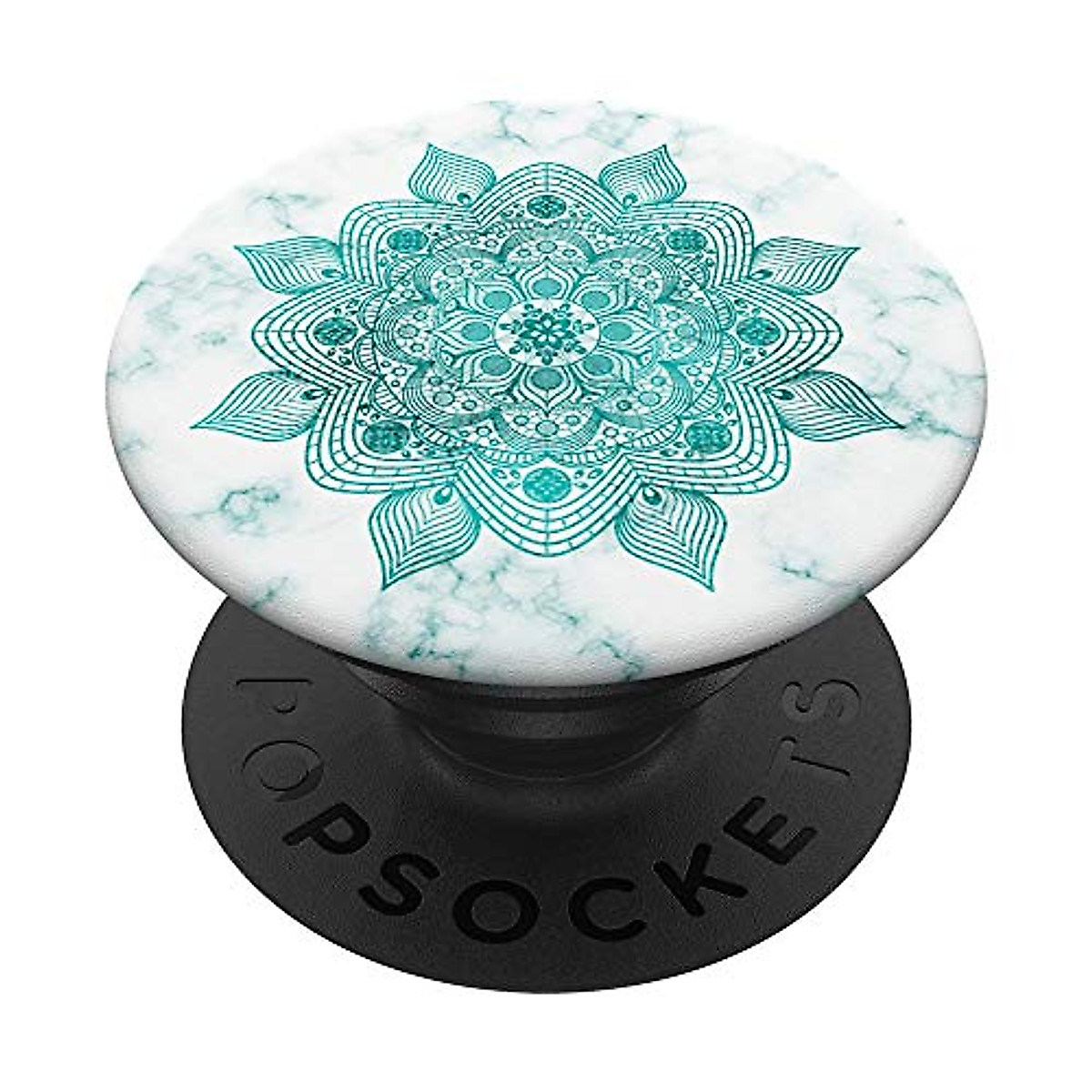 Pretty Feminine Boho Floral Teal & White Mandala Flower PopSockets Swappable PopGrip