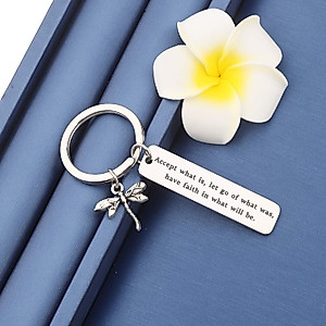 MYOSPARK Accept What Is Let Go of What Was And Have Faith In What Will Be Dragonfly Keychain Inspirational Jewelry Gift (Dragonfly Keychain)