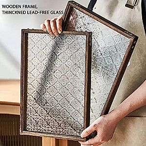 Serving Food Trays - 2 Pack Wood Trays for Serving Food - Food Trays Party Serving Trays and Platters for Breakfast, Coffee/Tea Table