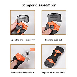 4Pack Plastic Scraper Multi-Function Scraper Cleaning Tool 20PCS Blades, Easy to Clean Small and Narrow Spaces and Gaps, Perfect for Removing Labels, Oil Stains, Food, Caulk, Adhesives, Dirt and More
