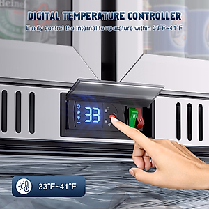 Coolski Back Bar Cooler Counter Height Beverage Refrigerator with 2 Glass Doors, Commercial Undercounter Display Fridge for Beer Soda Wine, 7.4 Cu.Ft. Capacity/LED Lighting/ETL NSF Approved