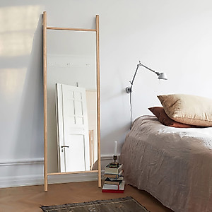 PexFix Full Length Mirror Wood 65"x22", Wooden-Ladder Floor Dressing Mirror with Full Size in Bedroom, Living Room and Shopping Mall