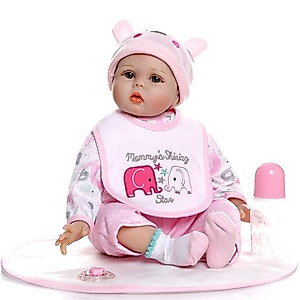 HFSMDM Baby Dolls Reborn Baby Doll 21 Inch Toddler Girl Lifelike Flexible Full Body Soft Real Touch Baby Doll Toy for Girls Newborn Baby Birthday Gift (Brown Eye Doll)