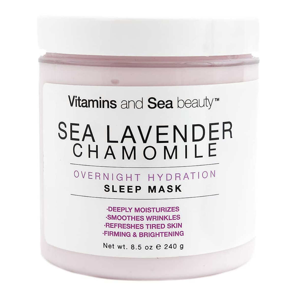 VITAMINS AND SEA BEAUTY, Hydrating Moisturizing Night Face Mask, Relaxing Overnight Facial with Sea Lavender and Chamomile, Skincare for All Skin Types, 8.5 Fl Oz