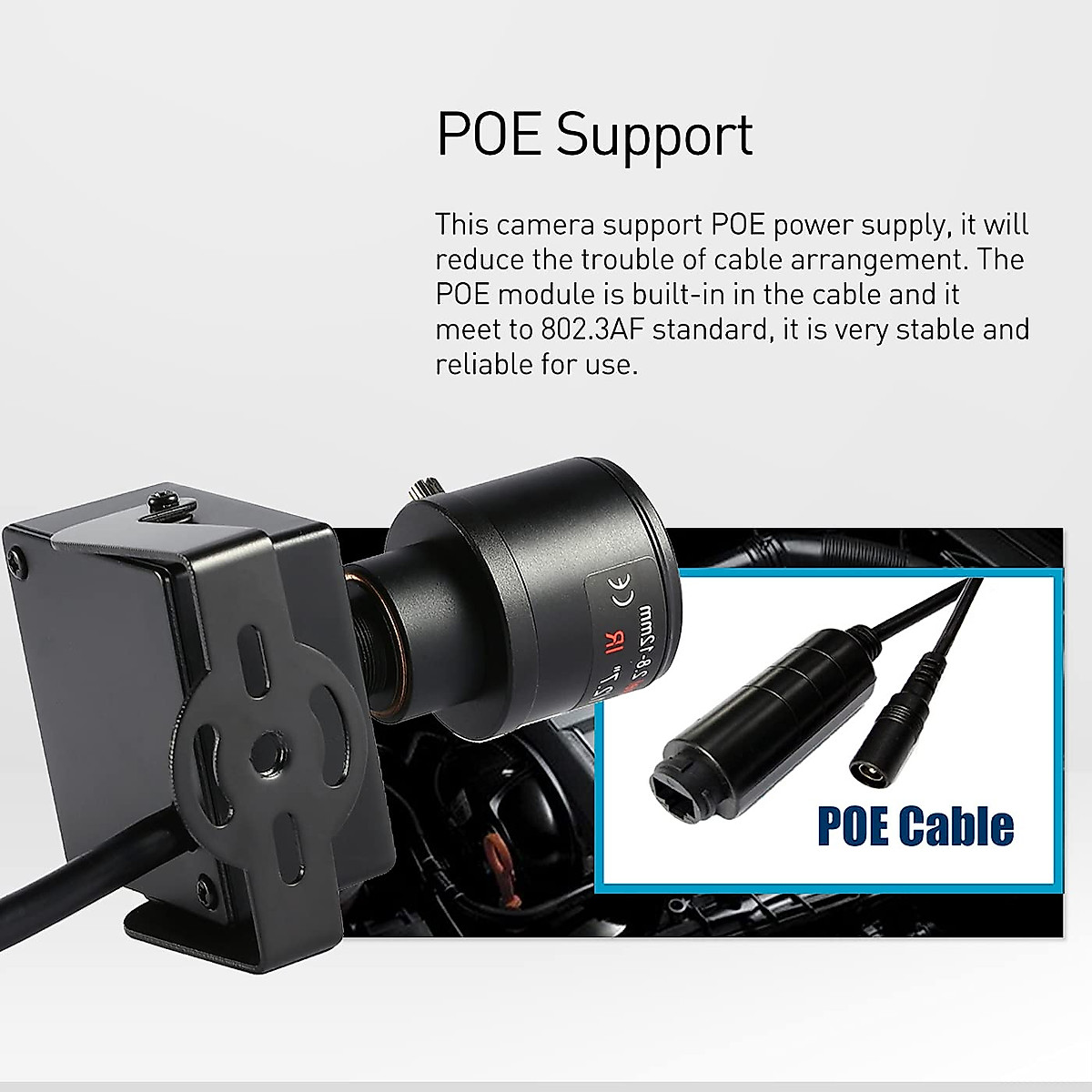 Revotech Zoom Mini POE IP Camera, HD 3MP Indoor Security Camera 2.8-12mm Manual Zoom Lens P2P Remote View CCTV Video Cam H.265 (I712-P Black)