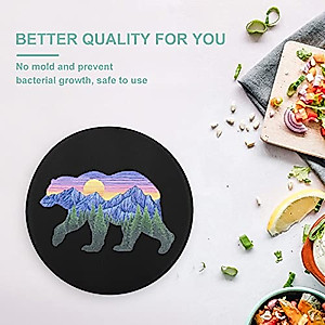 Sunset Bear Cutting Board Tempered Glass Chopping Board for Kitchen Hotel